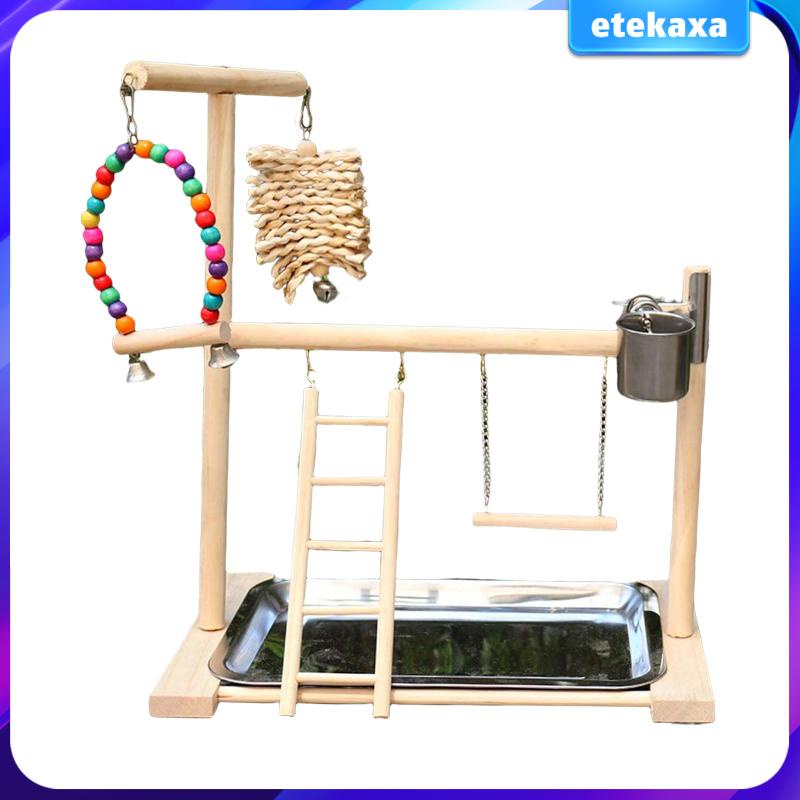 Pet Parrot Play Stand Parrots Bird Playground Perch Gym Playpen Ladder ...