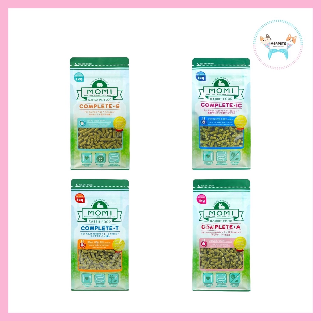 [4 TYPES] Momi Complete A T IC G Pellets for Young Adult Elder Rabbits Guinea Pigs 1kg | Shopee ...
