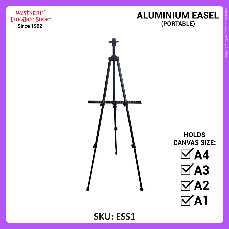 [Weststar TAS] Aluminium Easel Stand, Portable Easel with Bag A4, A3 ...