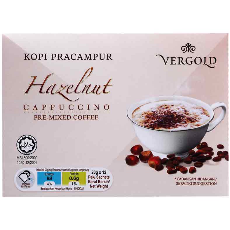 Vergold Hazelnut Cappuccino (12 sachets x 20g) | Shopee Singapore