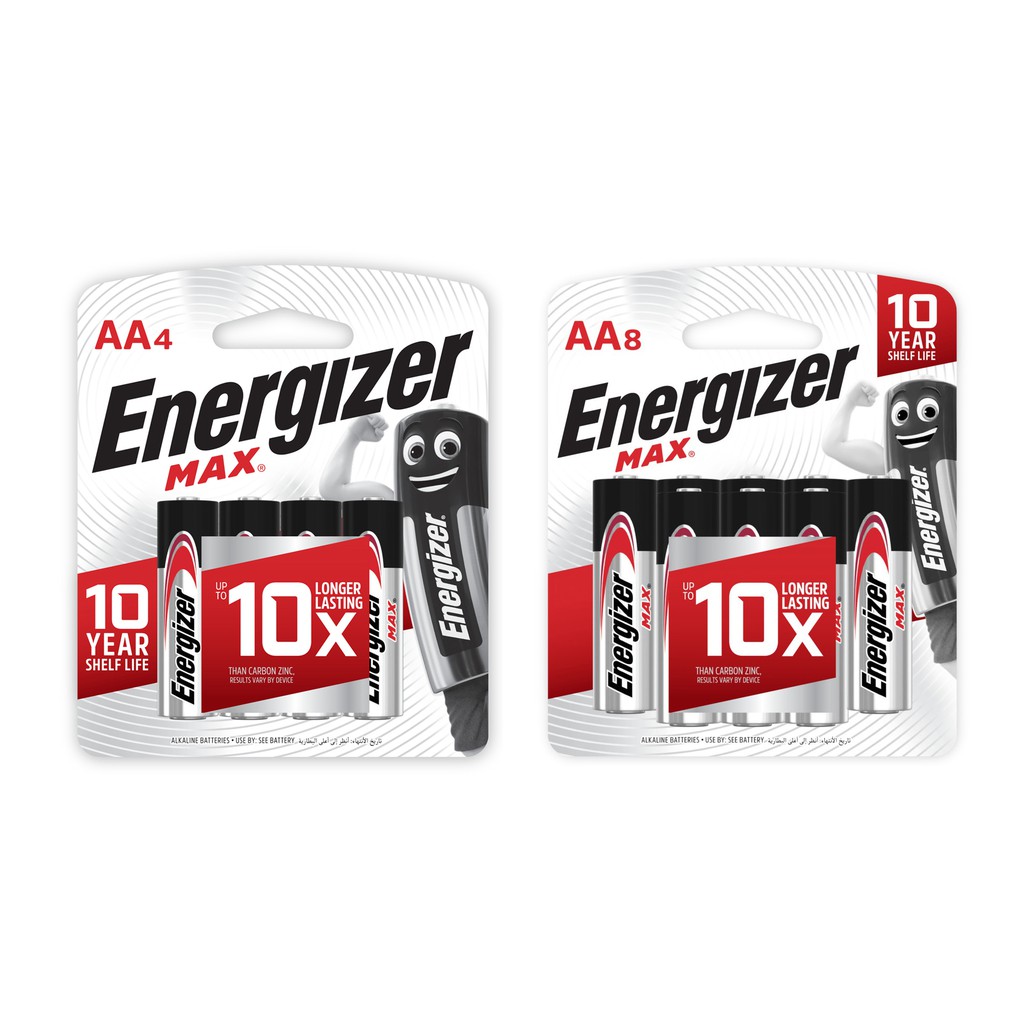 Energizer Max Alkaline Double AA Battery 4pcs / 8pcs Per Pack | Shopee ...