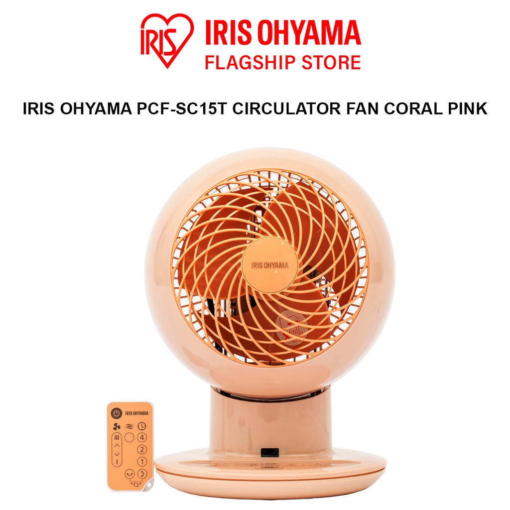 IRIS Ohyama PCF-SC15T 6" AC Circulator Fan, Oscillate Up/ Down/ Left/ Right, Coral Pink ...
