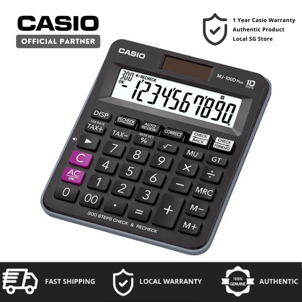 Casio MJ-100D PLUS Check Steps Desktop 10 Digits Calculator with 300 ...