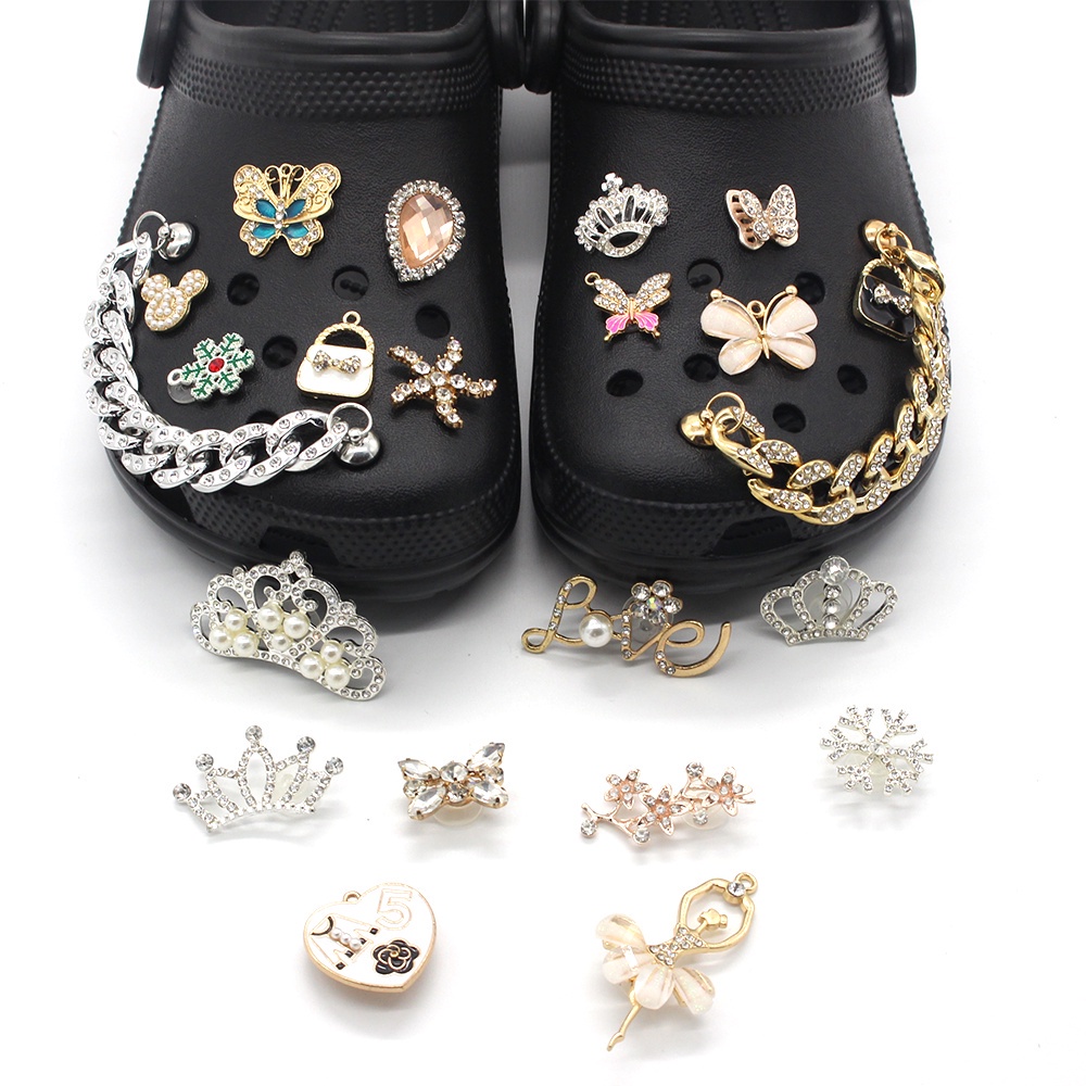 DIY gold chain Shoe Charms Croc Best Shiny Colour Diamond Gem Pearl ...