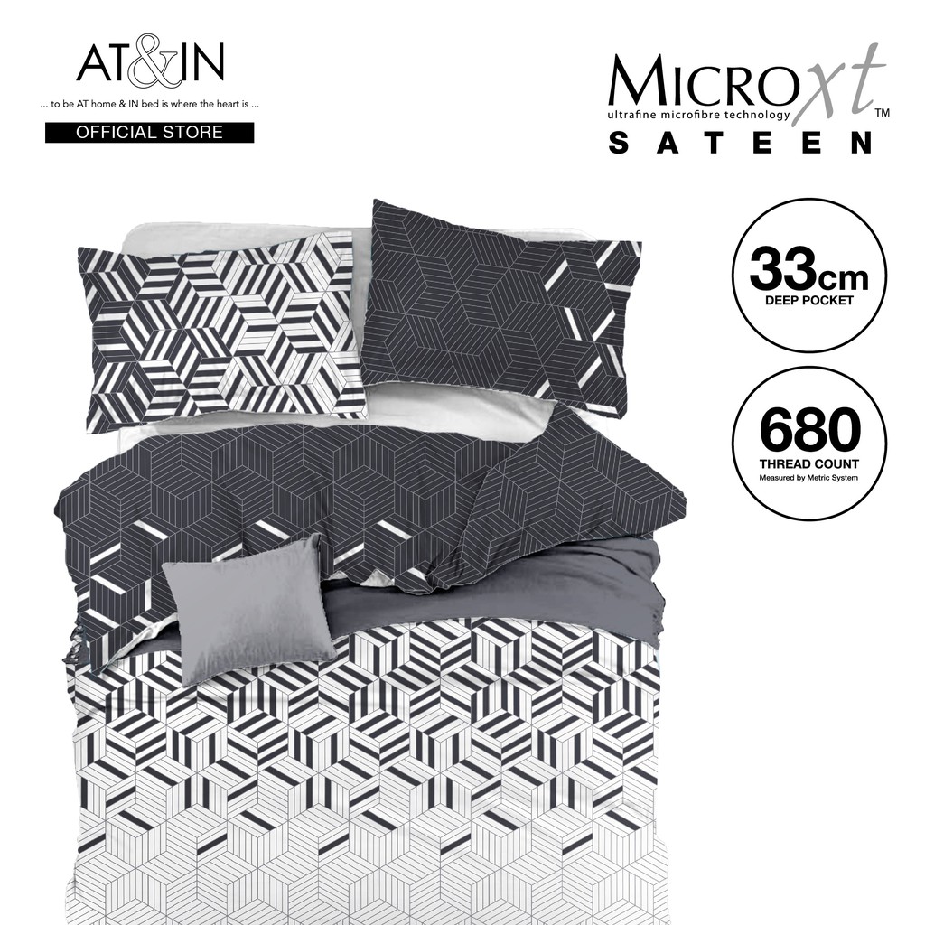 AT&IN White&Black Comforter Set 650TC (Super Single/ Queen/ King ...