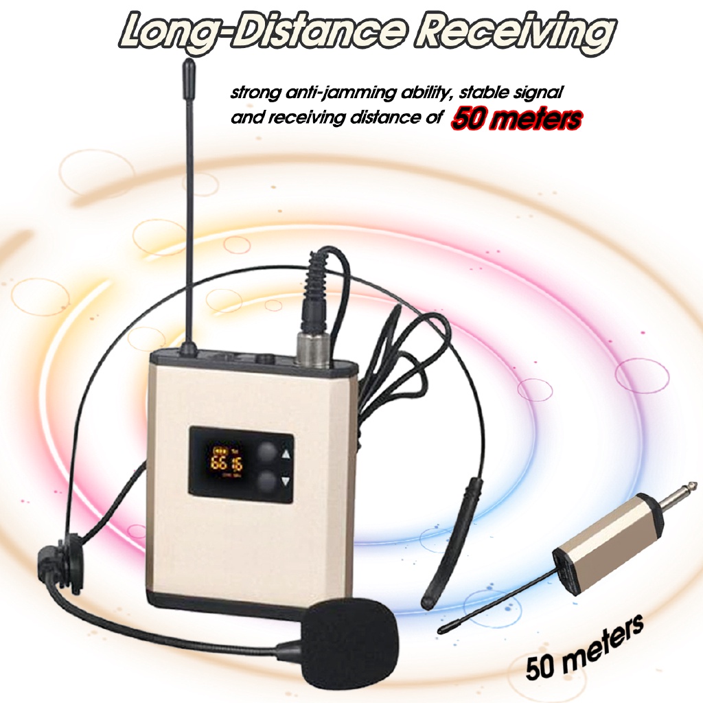 Professional UHF Wireless Microphone Headset Mic Transmitter Microphone ...