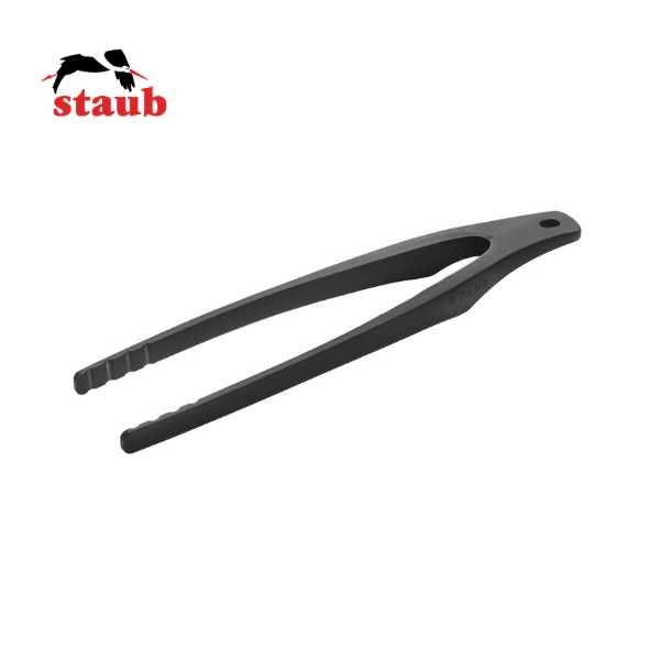 STAUB Silicone Tongs with Acacia Wood Handle, 31 cm, Matte Black ...