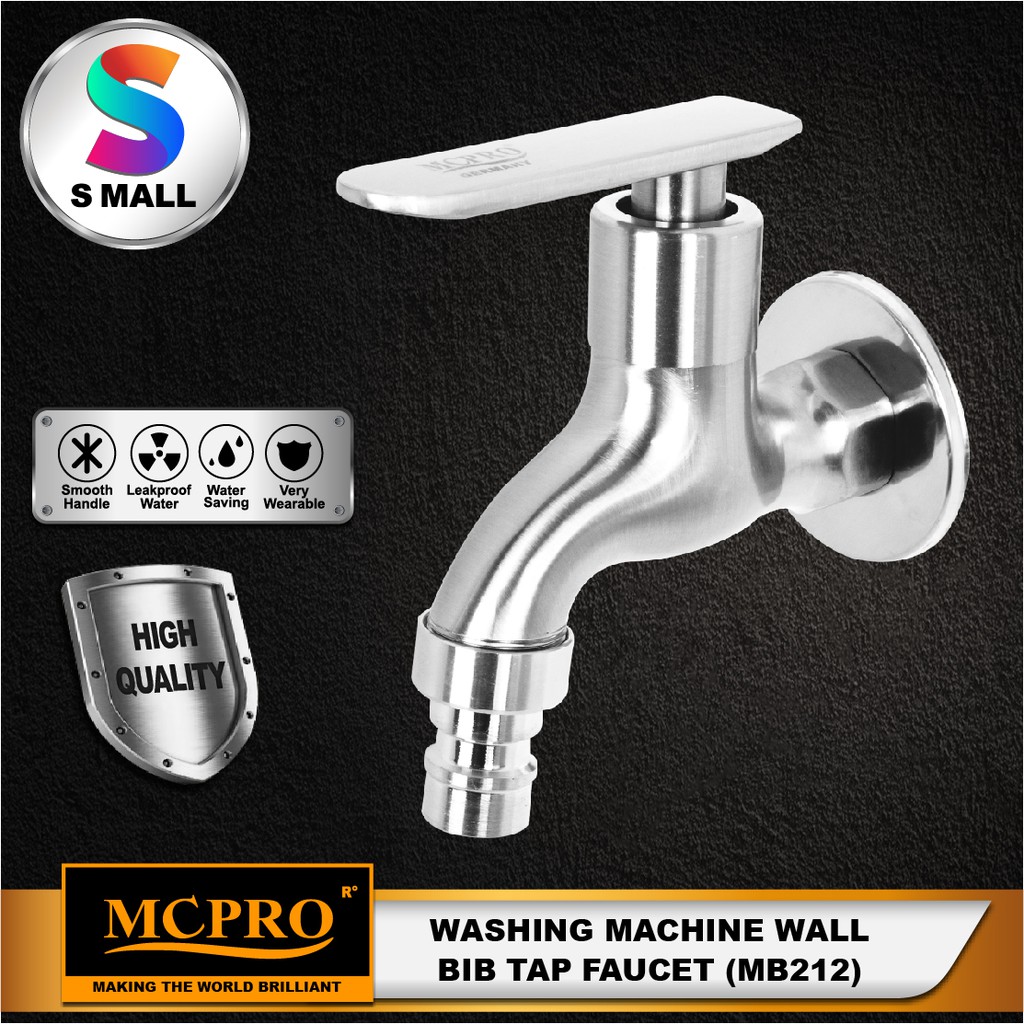 MCPRO Satin Finish Wall BATHROOM Faucet Washing Machine Wall Water Bib ...