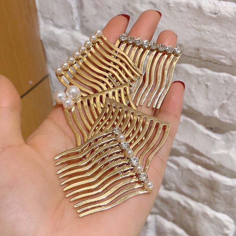 Girly style pearl rhinestone hairpin ancient style inverted comb hair ...