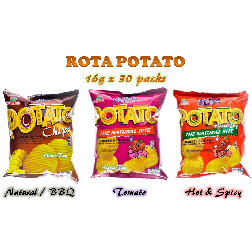 Rota Potato Chips Natural / Hot&Spicy / Tomato 15gmX30pack | Shopee ...