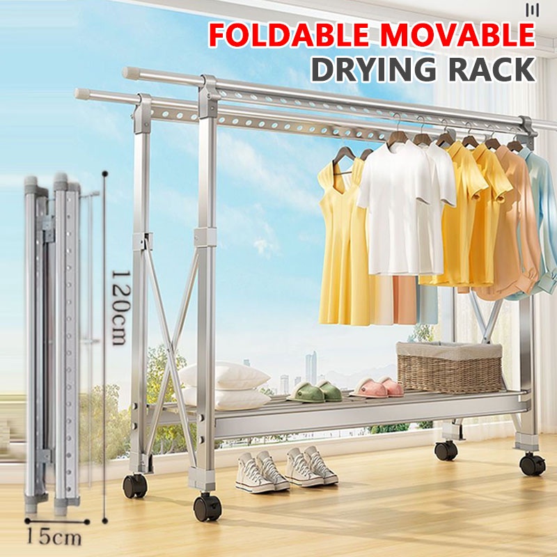 ZOHE Foldable Drying Rack Scalable Laundry Rack Movable Metal Clothes ...