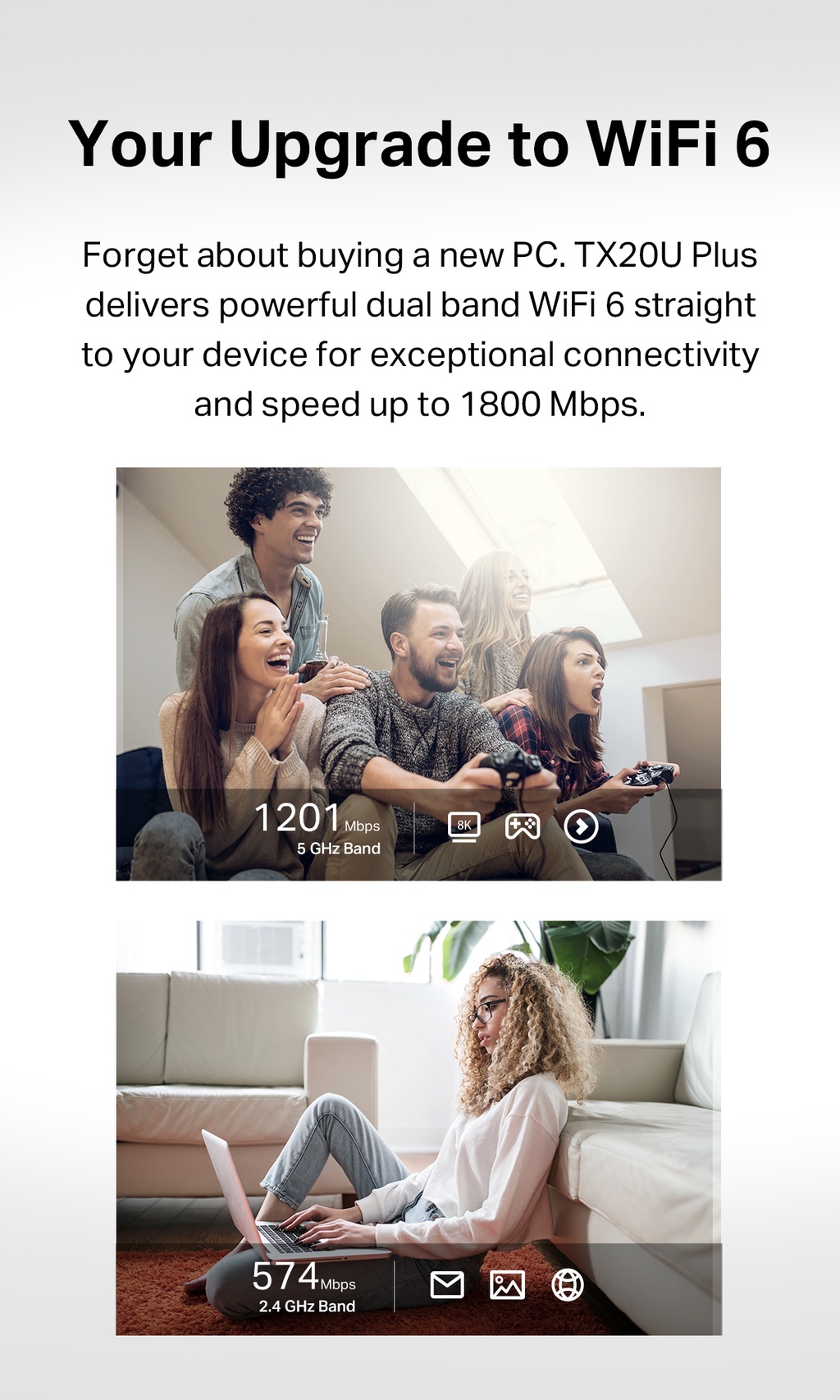TP-Link Archer TX20U Plus / Archer TX20UH WiFi 6 High Gain AX1800 USB 3 ...