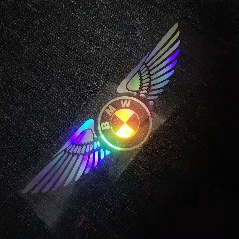 Multicolored Laser Angel Wing Reflective Car Stickers 25CM 50CM Car ...