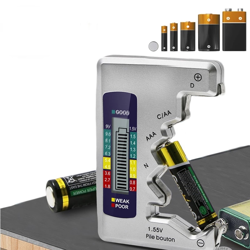 KIPRUN Digital Battery Tester LCD Display AA/AAA/9V/C/D/N 1.5V Button ...