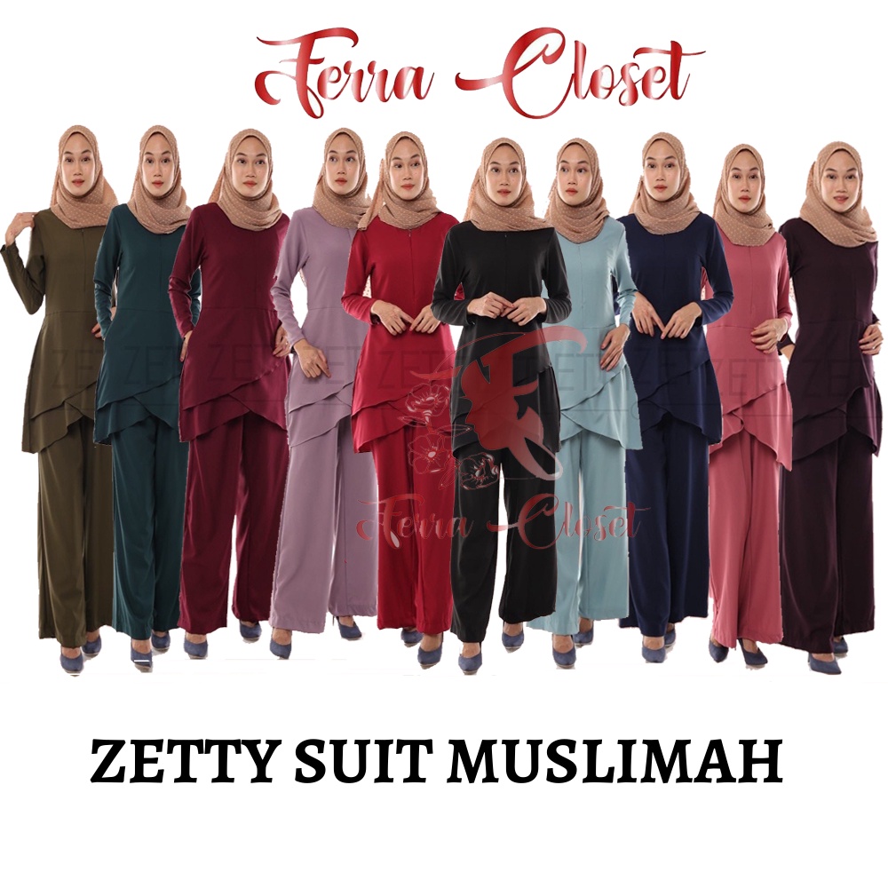 ZETTY SUIT MUSLIMAH (TOP + PANT) | Shopee Singapore