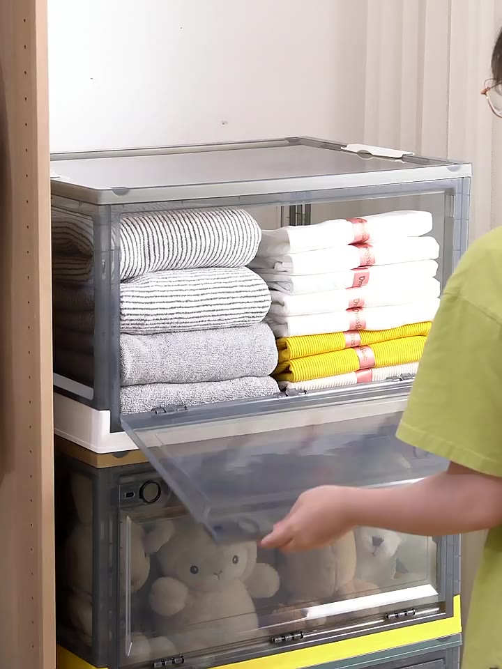 【SG Stock】Foldable Clothing storage box Plastic stackable Organizer ...