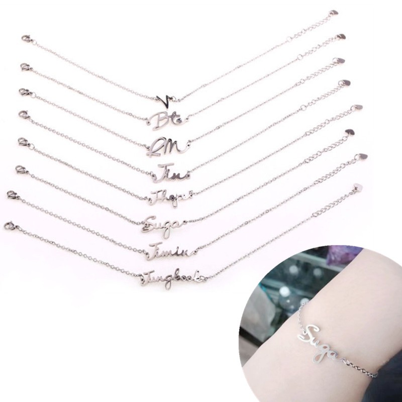 【Ready Stock】Kpop Bangtan Boys Name Letter Titanium Steel Bracelet Hand ...