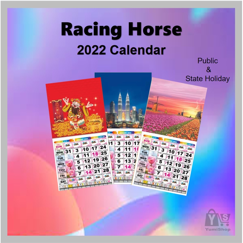 Horse Calendar 2022 Medium Wall Calendar Short Racing Horse Calendar ...