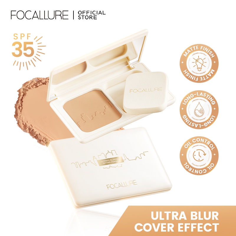 FOCALLURE Setting Pressed Powder High Coverage Dry & Wet Two Use SPF 35 ...