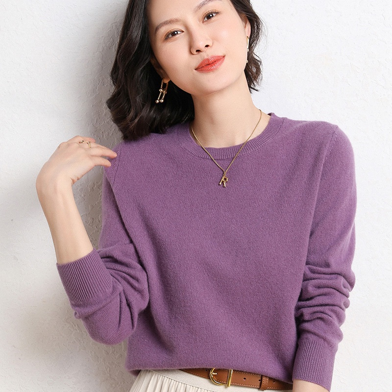 Women Casual Long Sleeve Regular Fit Pullover Sweaters Round Neck ...