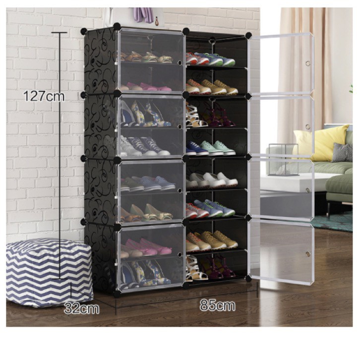 Plastic Panel Shoe Rack with Translucent Door | Shopee Singapore