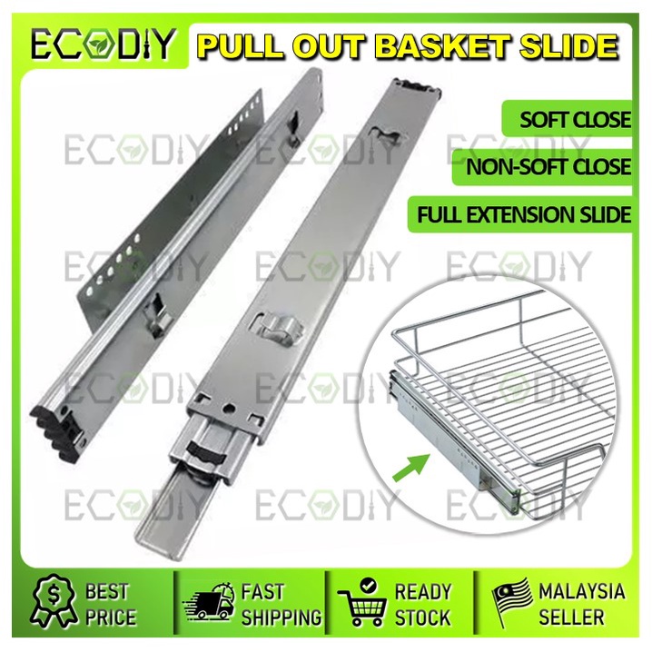 ECODIY Pull Out Basket Extension Slide Soft Close Extension Slide/Non ...