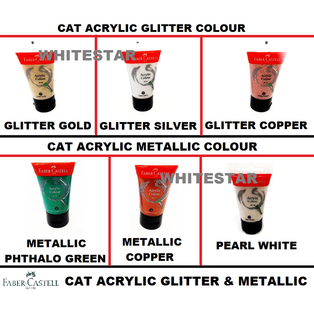 FABER CASTELL Acrylic glitter paint metallic color/ 30 faber castellML ...