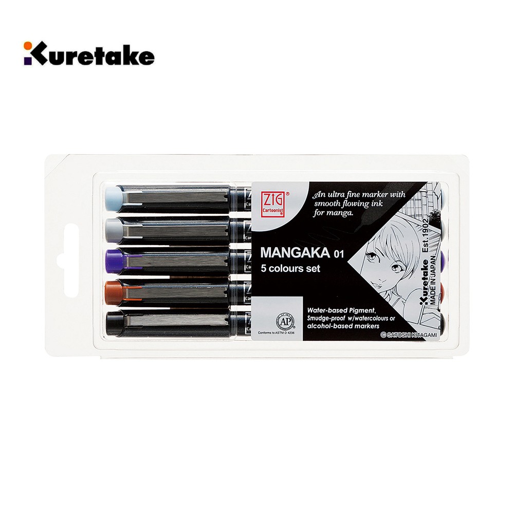 Japanese Kuretake ZIG Comic Five-Color Set 0.1 (CNM-01-5V) | Shopee ...
