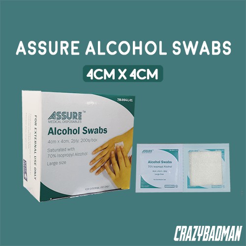 ASSURE Alcohol Swab, 2ply, 4cm x 4cm, Sterile, Disinfection, Alcohol ...