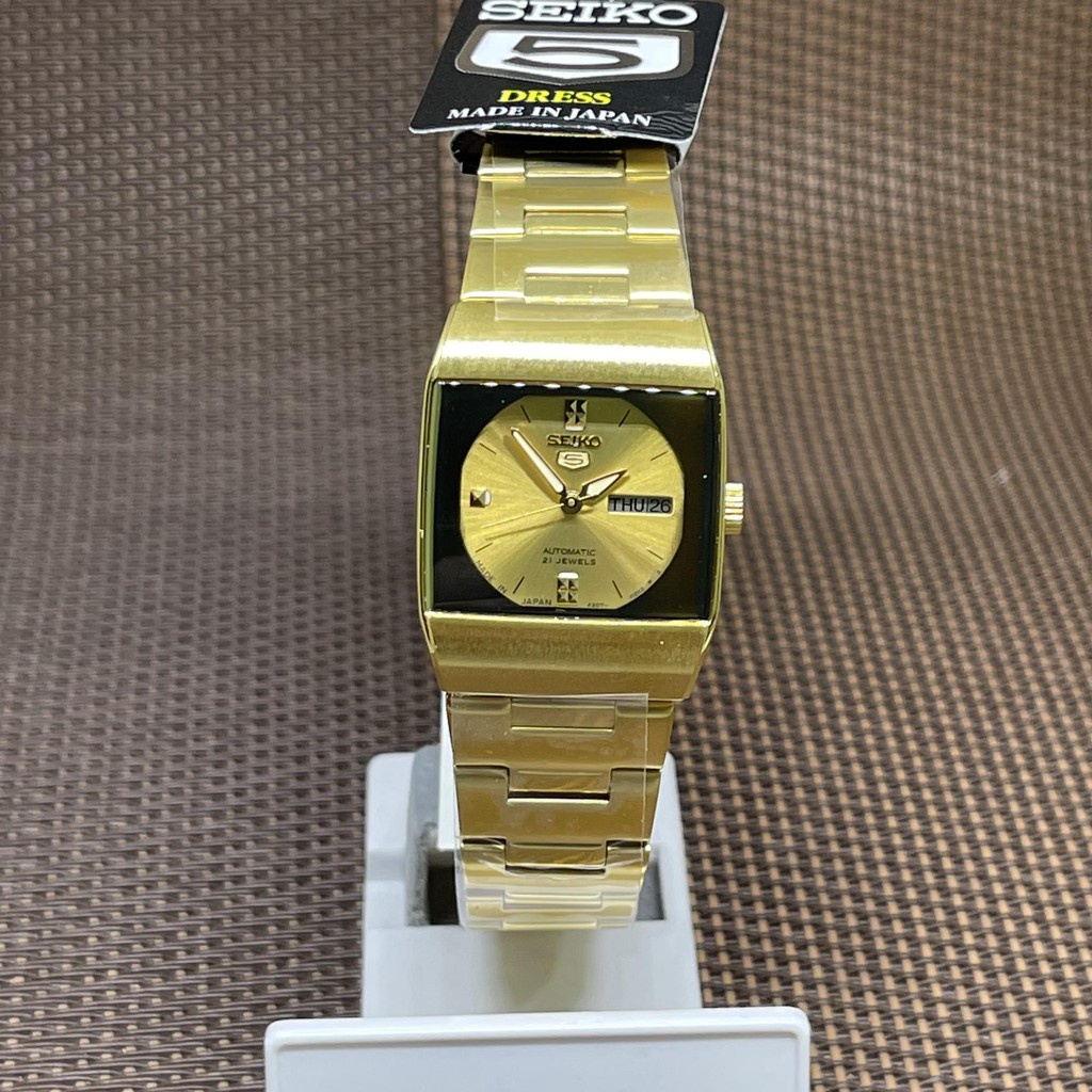 [Original] Seiko 5 SYM632J1 Automatic Gold Tone Stainless Steel Square ...
