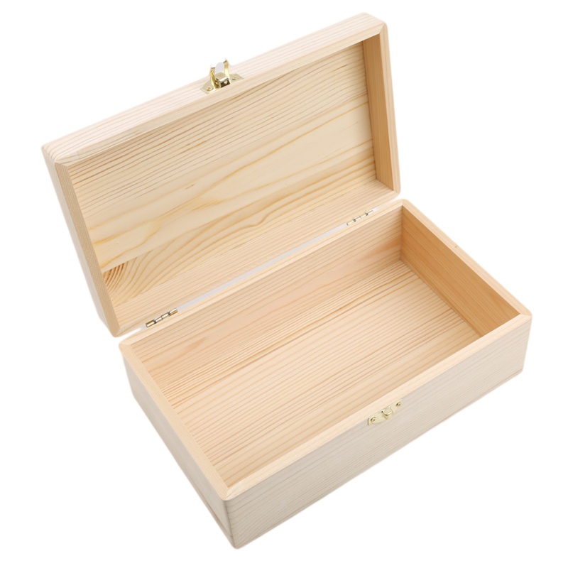 Golden Latch Wooden Storage Box Keepsake Box Creative Decor Wood Plain ...