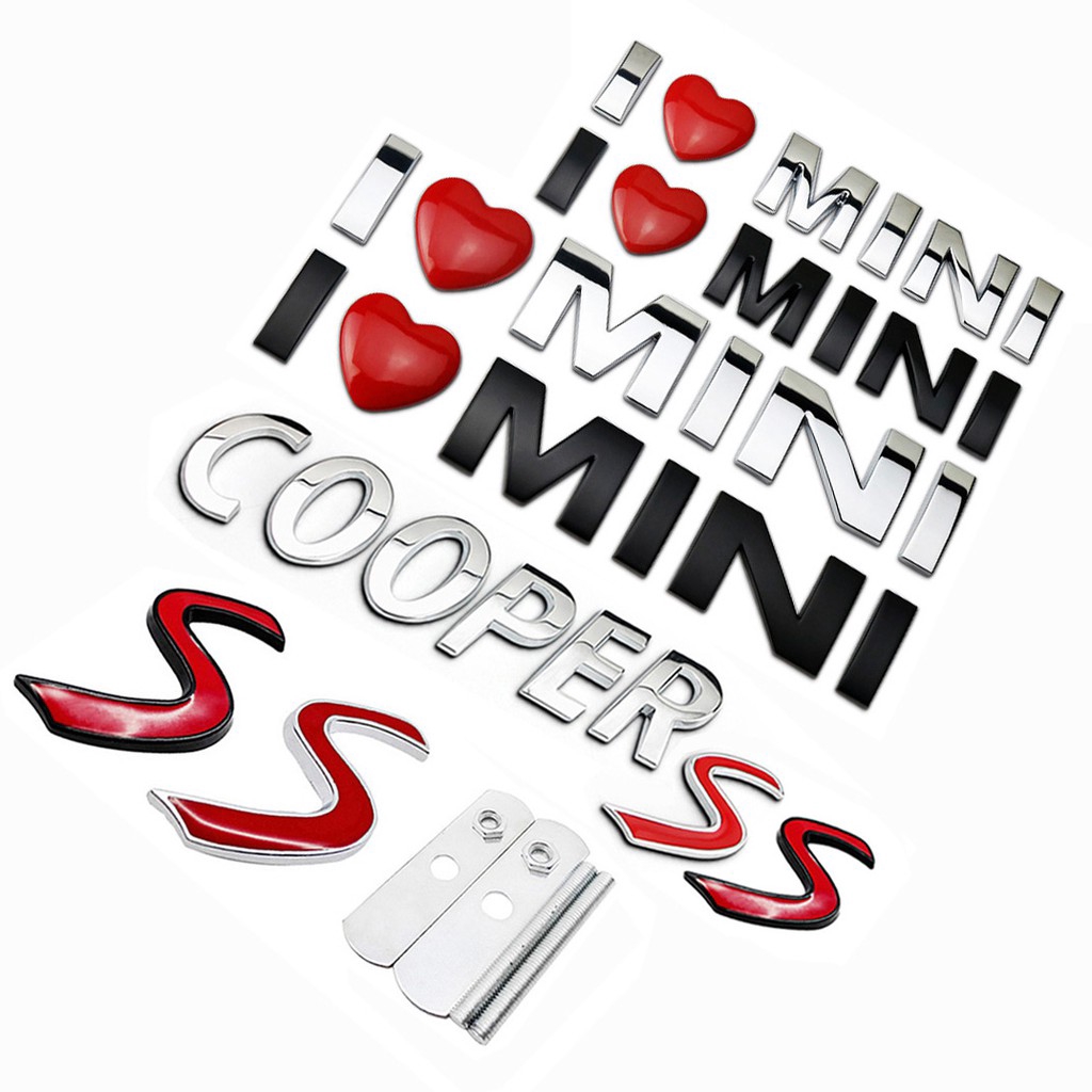 Modified Letter I Love MINI Cooper S 3D Metal Car Body Sticker Auto ...