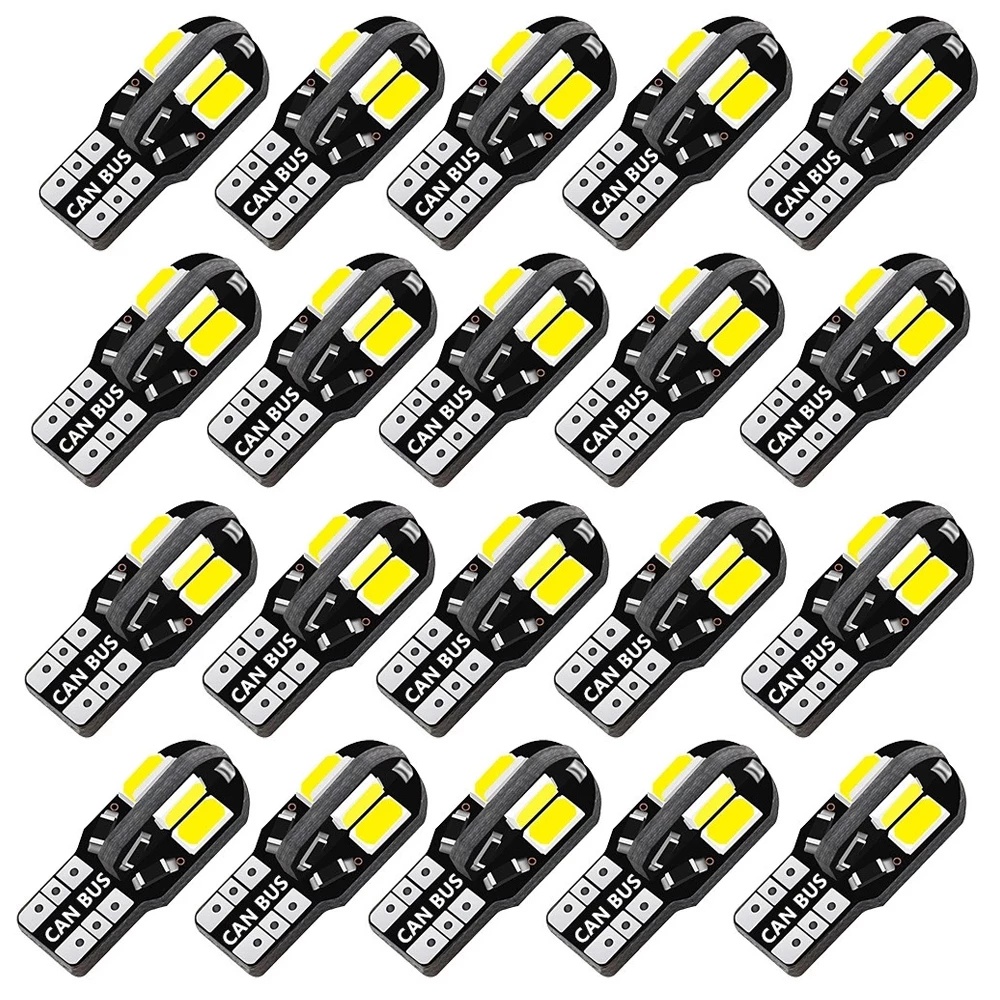 20PCS W5W T10 LED Bulbs Canbus 5730 8SMD 12V 6000K 194 168 LED Car ...