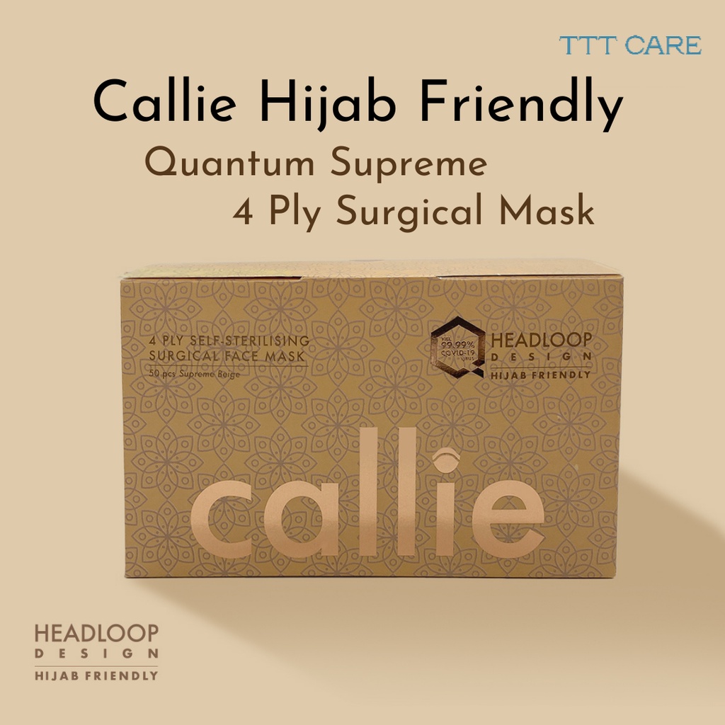 [Hijab Mask] Callie Quantum Supreme Beige 4Ply Surgical Mask [50 pcs ...