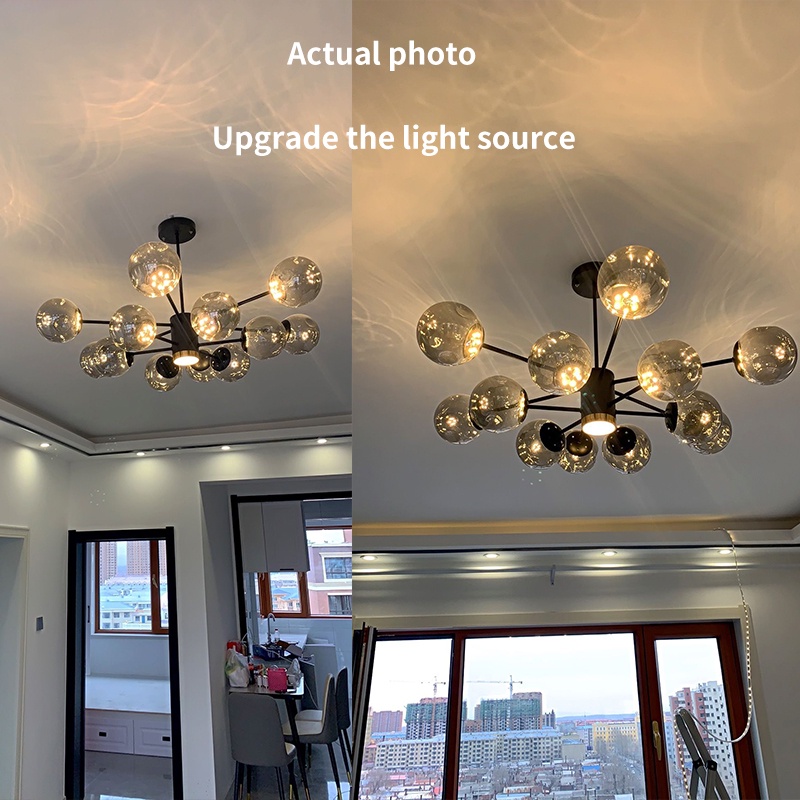 IKEE New Nordic Chandelier Multi-Head Led Ceiling Light Living Room ...