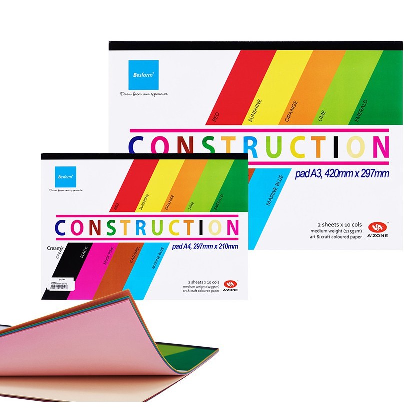 Besform Creative Construction Coloured Pad, 20 sheets, 125gsm (A4 / A3 ...