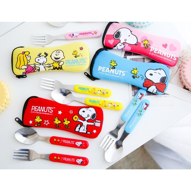 PEANUTS SNOOPY WOODSTOCK PERSONAL CUTLERY UTENSILS SET (FORK & SPOON ) | Shopee Singapore