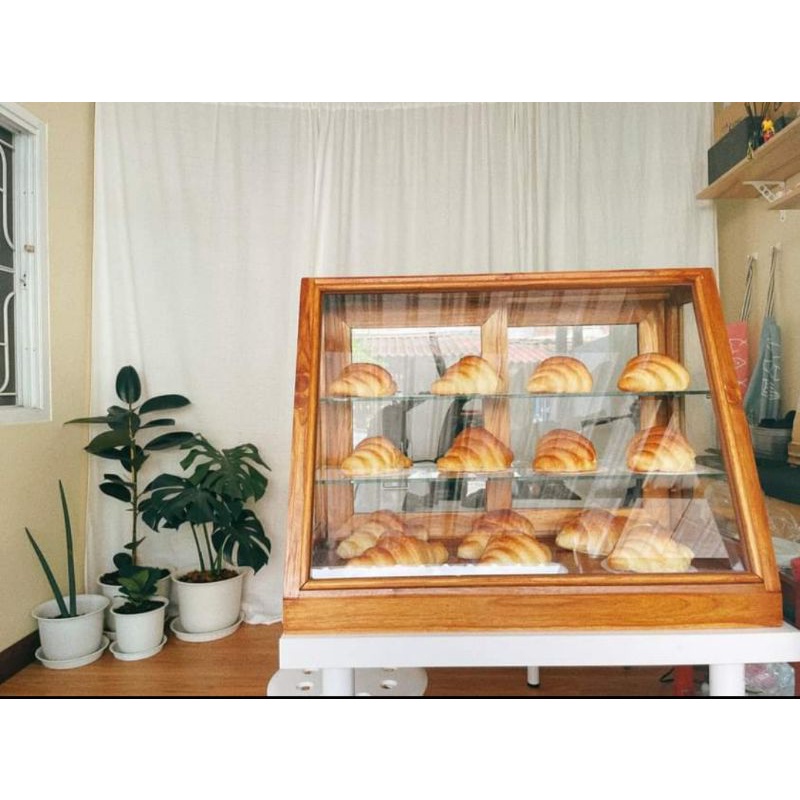 Whole Teak Glass Cabinet Coffee Display Bakery Kitchen Envelope Cake ...