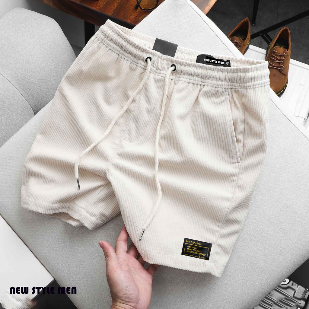 (High quality felt shorts) - Stylish cream white DENIM men's velvet ...