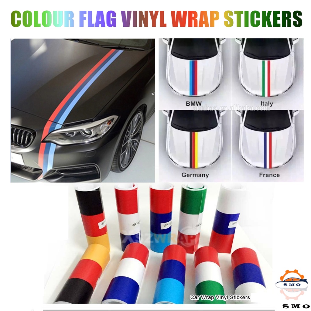 3 Colour Sticker Flag Sticker BMW Italy Germany France Car Vinyl Wrap ...