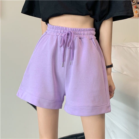 Plain Color Women Cotton Sports Shorts High Waist Thin Casual Shorts ...