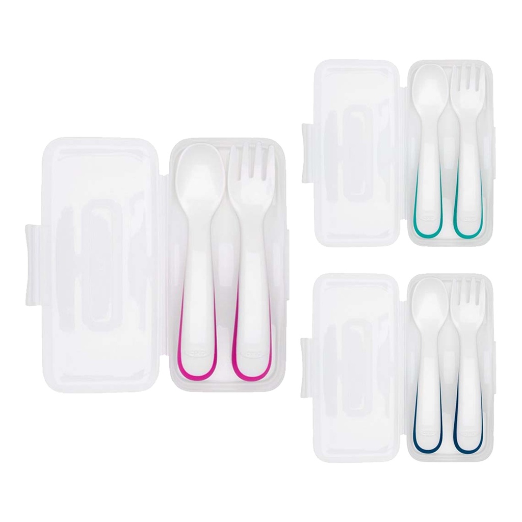 OXO Tot On-the-Go Plastic Fork and Spoon Set with Travel Case | Shopee Singapore