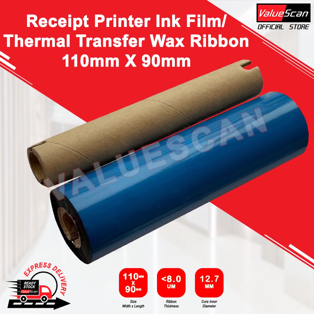 Receipt Printer Ink Film / Thermal Transfer Wax Ribbon-(110mm x 90mm ...