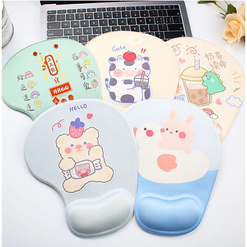 SG Ready Stock Cartoon Mouse Pad With Wrist Rest Gel Rubber Cute Gaming ...