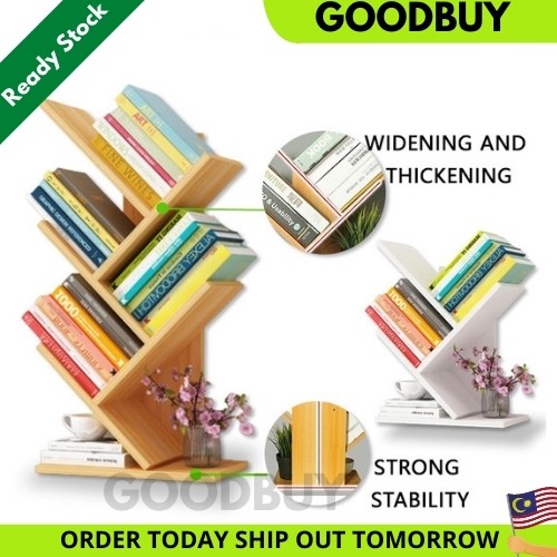 5 Shelf Tree Bookshelf Compact Book Rack Bookcase | Shopee Singapore