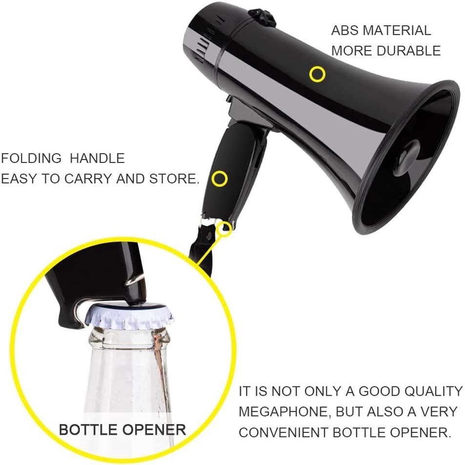 Portable Megaphone Bullhorn 20 Watt Power Megaphone Speaker Voice and ...
