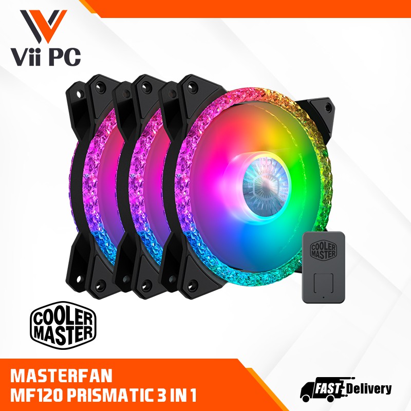 Cooler Master MasterFan MF120 Prismatic 3in1 Case Fan, 2000 RPM, 55 CFM ...
