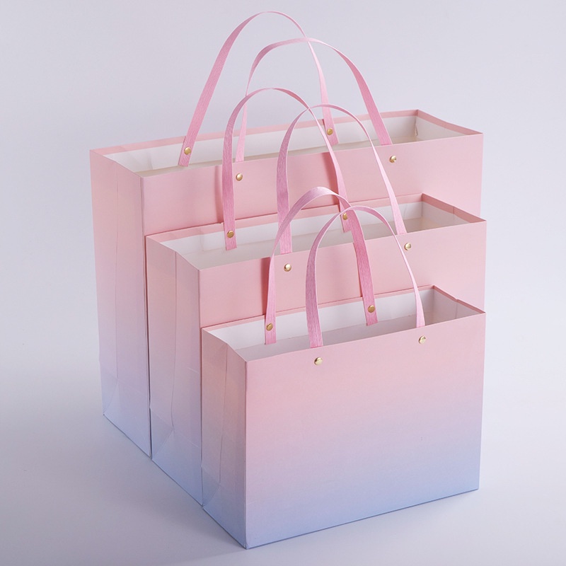 Colorful Paper Bag, Paper Gift Bag with Ribbon for Birthday Wedding ...