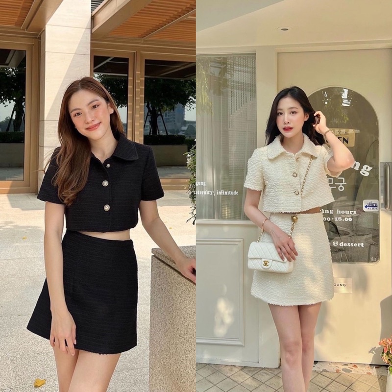 [S265] Korean Style Thick 2-Layer Croptop Set With Real Picture ...