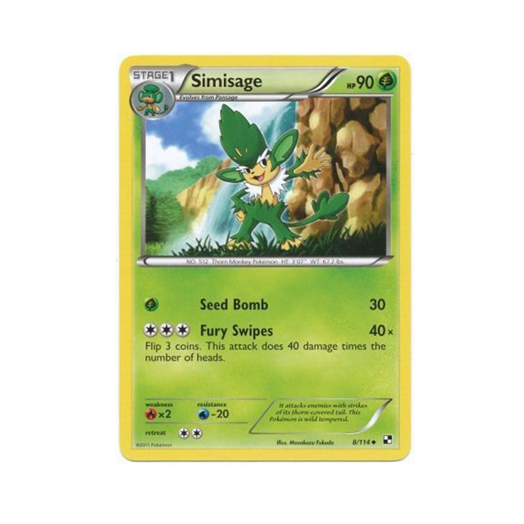 Pokemon - Simisage (8/114) Card (Black & White 1: Base Set) | Shopee ...